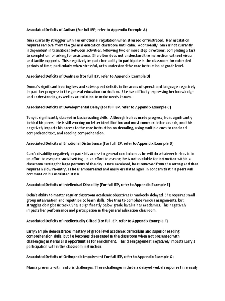 Iep Impact Examples 3 | PDF | Individualized Education Program ...