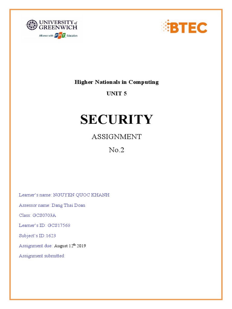 Security: Assignment No.2 | PDF | Password | Risk Assessment