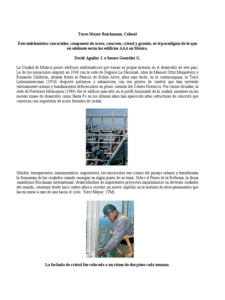 Torre Mayor: Innovación en Rascacielos | PDF | Uso eficiente de energía ...
