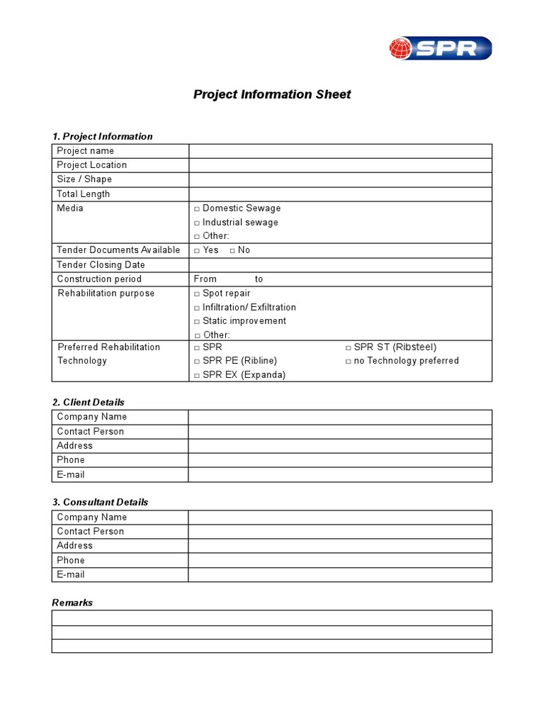 Project Information Sheet | PDF | Pipe (Fluid Conveyance) | Reinforced Concrete
