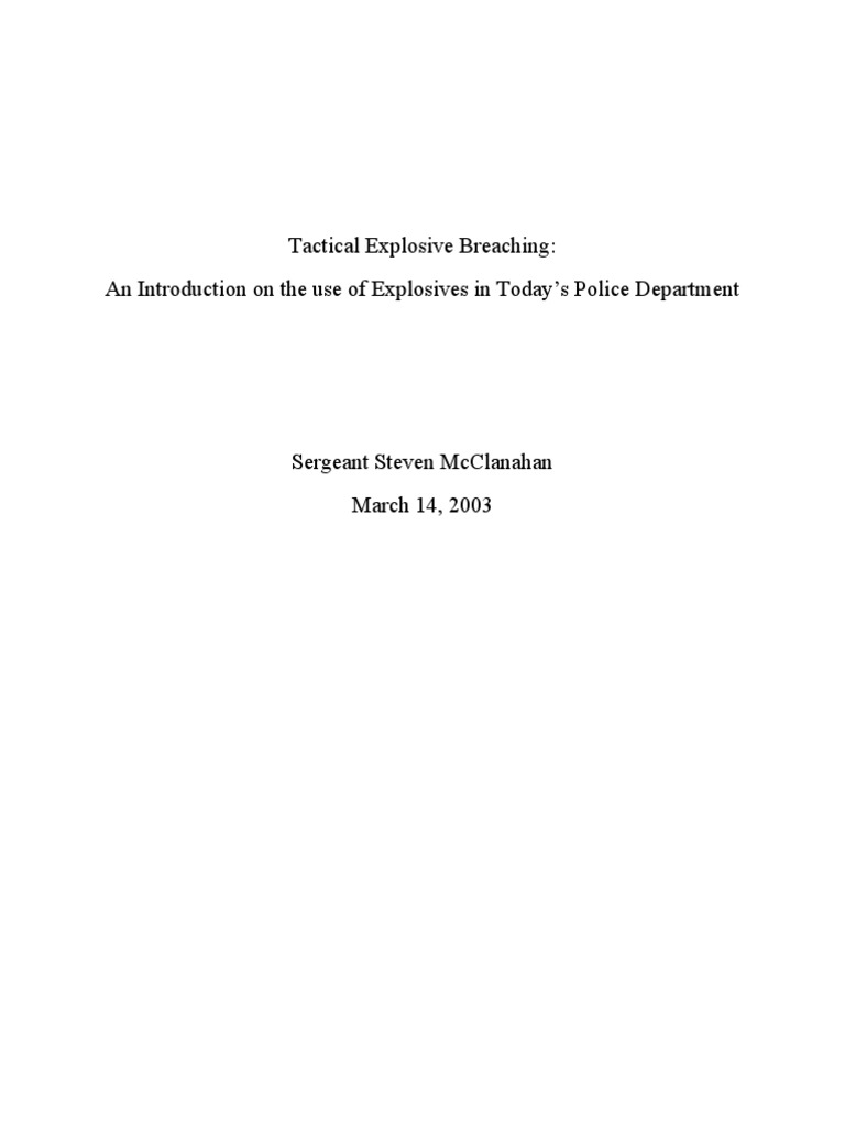 Tactical Explosive Breaching | PDF | Bureau Of Alcohol | Swat