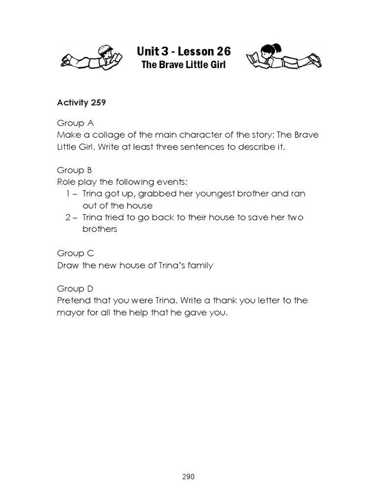 English 3 Unit 3 - Lesson 26 The Brave Little Girl | PDF