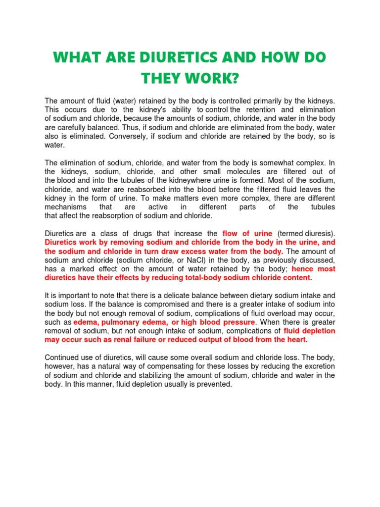 What Are Diuretics and How Do They Work | PDF