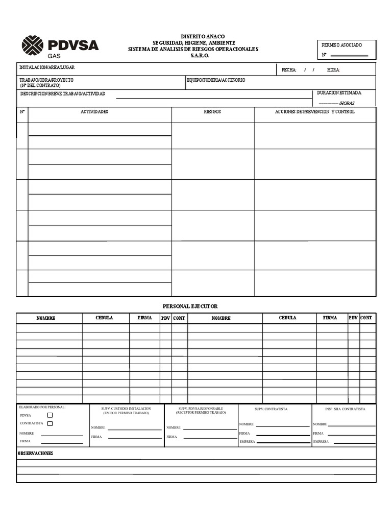 Formato Saro Nueva Version | PDF