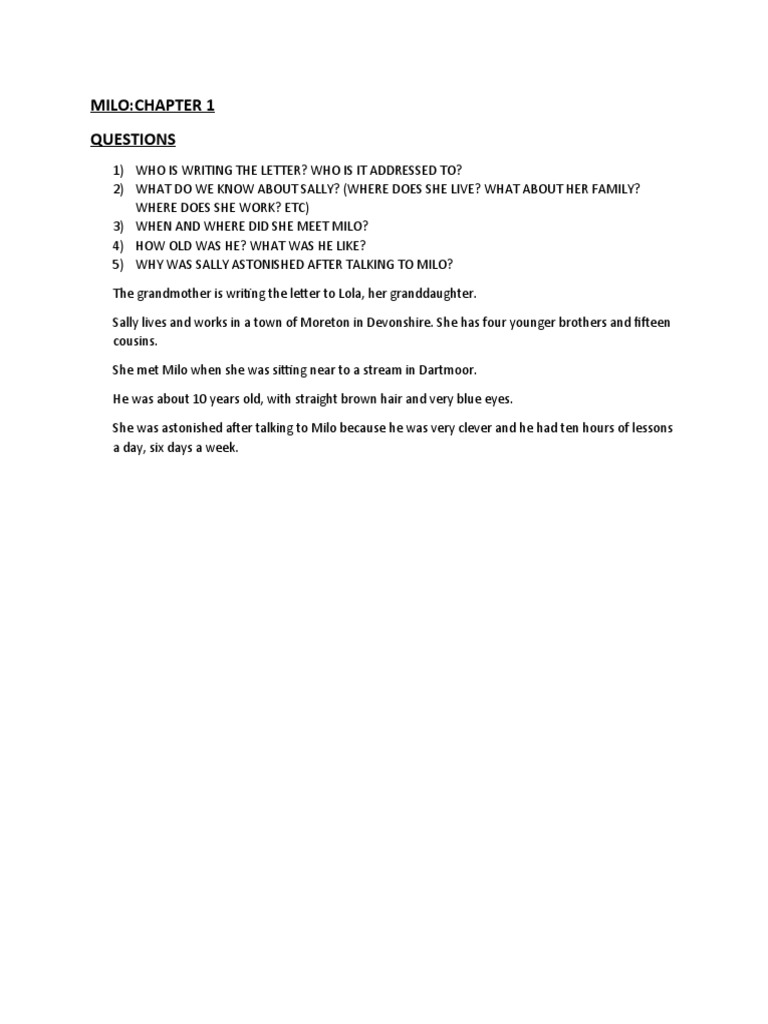 Milo Questions 1 | PDF