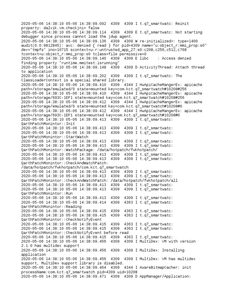 Smartwatch Debug Log Analysis | PDF | Java (Programming Language) | Computer Science