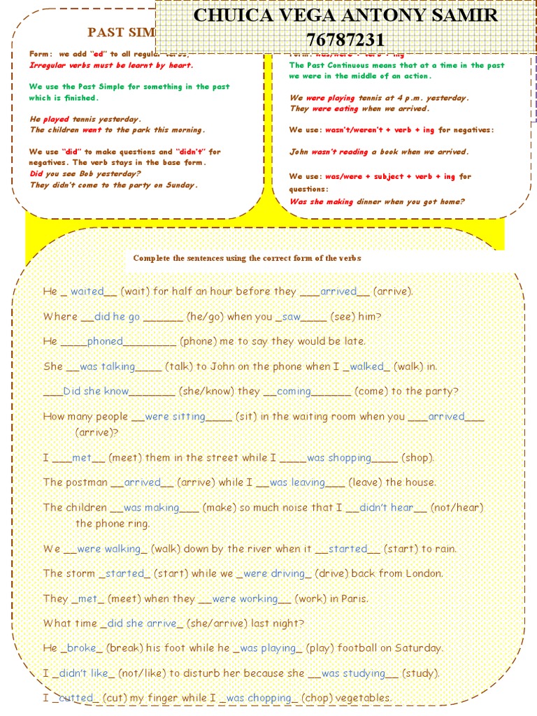 Past Simple and Continuous Exercises | PDF | Morphology | Linguistic ...