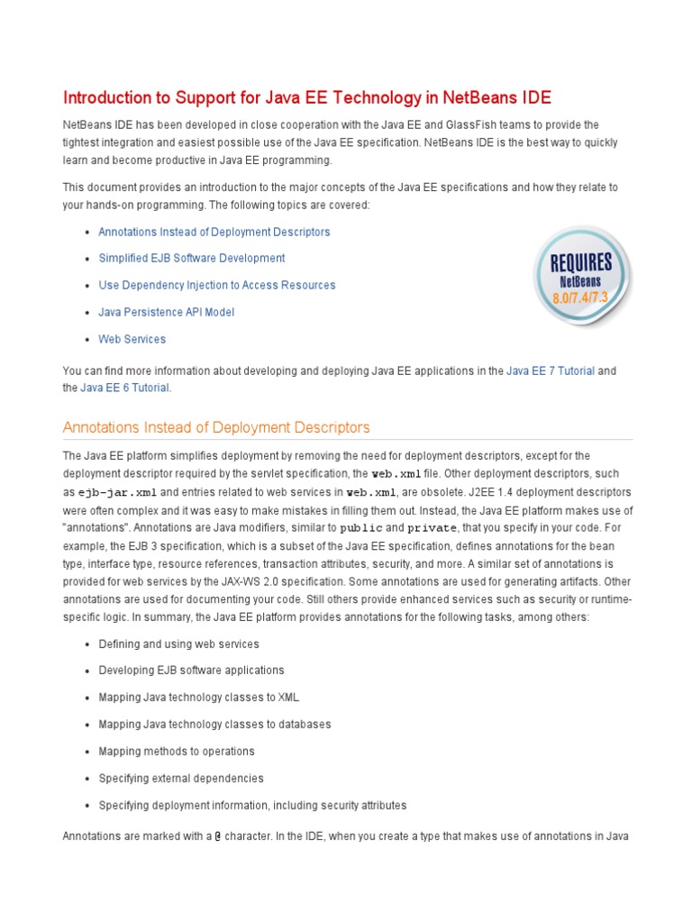 2.introduction To Support For Java EE Technology in NetBeans IDE | PDF ...