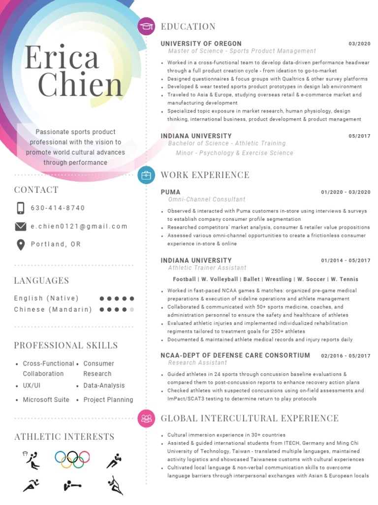Resume Erica Chien | PDF | Cross Cultural Communication | Sports