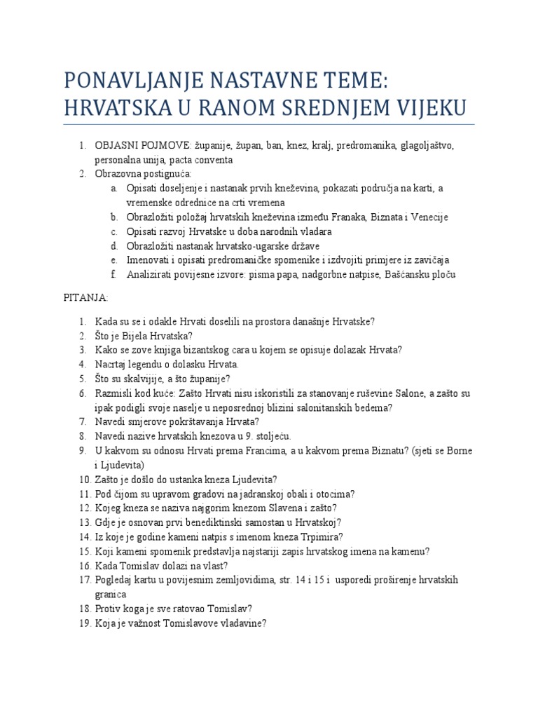 Hrvatska U Ranom Srednjem Vijeku | PDF