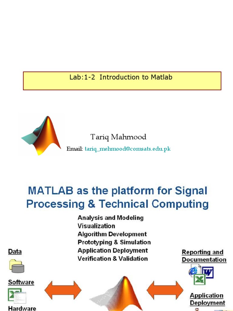 Tariq Mahmood: Lab:1-2 Introduction To Matlab | PDF | Matrix (Mathematics) | Matlab