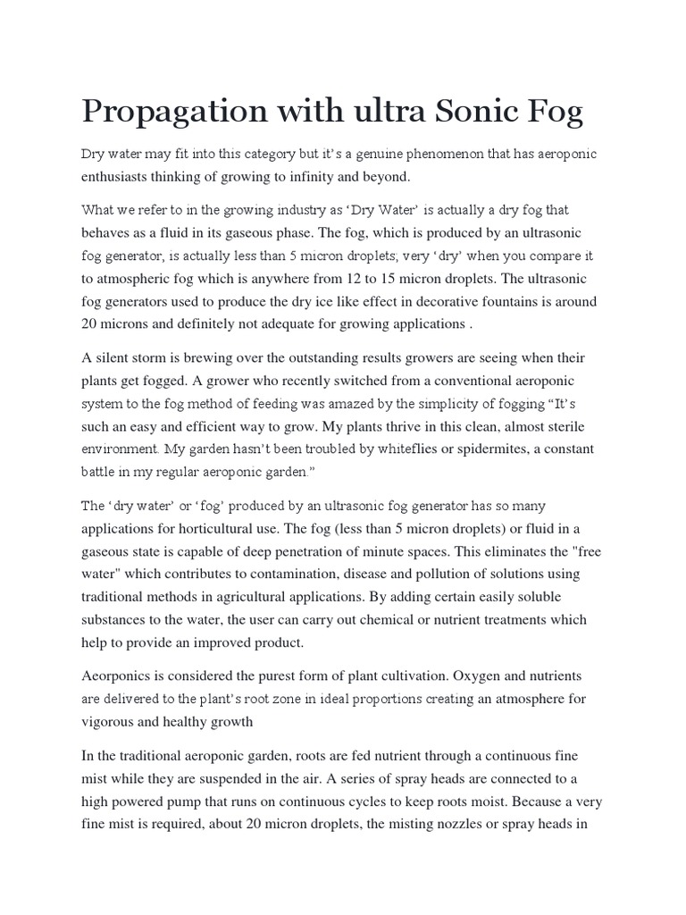 Propagation With Ultra Sonic Fog | PDF | Agriculture | Nature