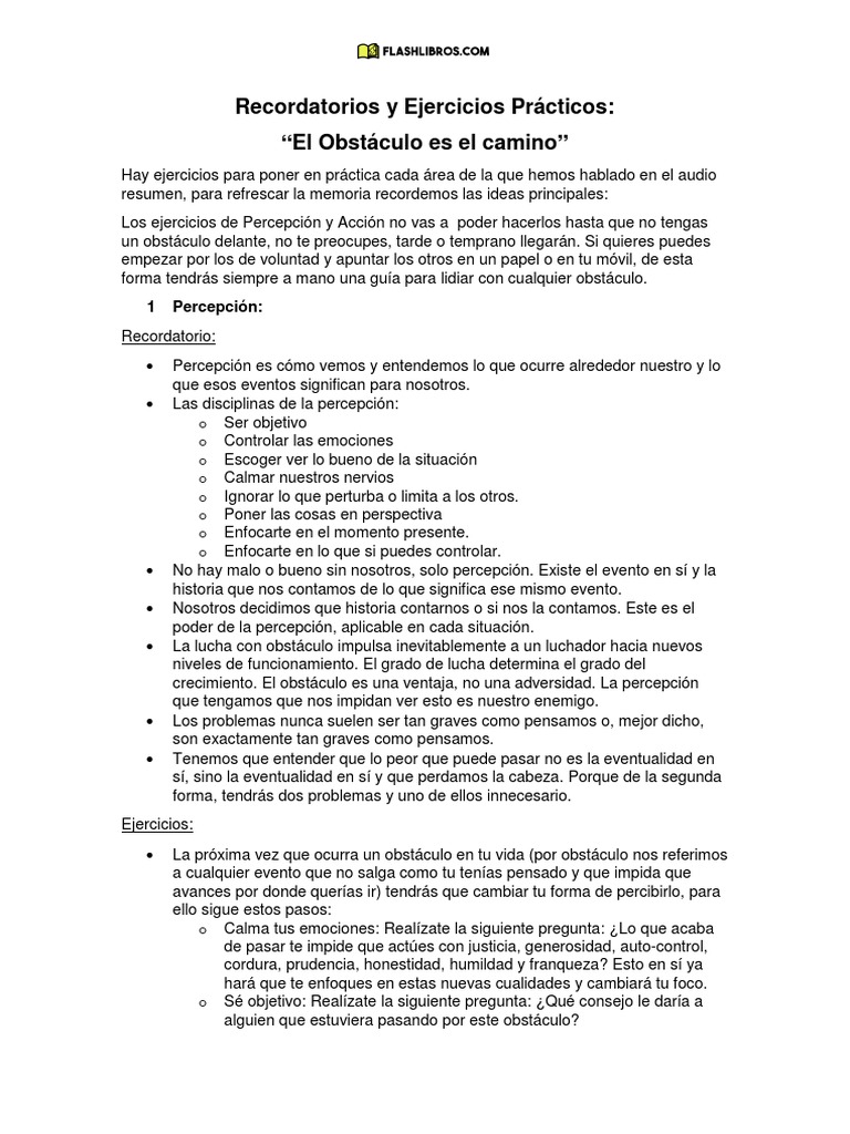 Recordatorios y Ejercicios PR Cticos Obstacle 1 | PDF | Percepción | Vida