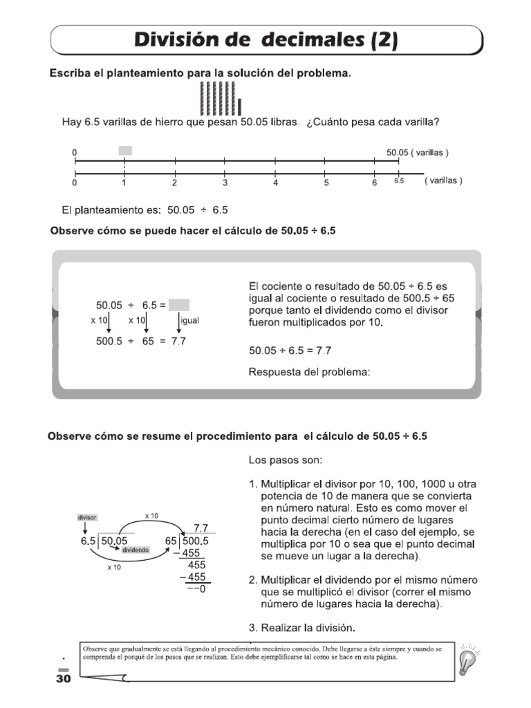 Matematica 6to - Unidad 3 - Division de Decimales | PDF