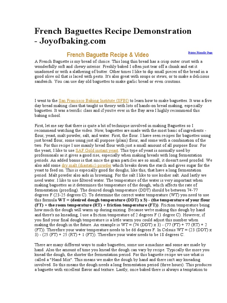 French Baguettes Recipe Demonstration | PDF | Breads | Dough