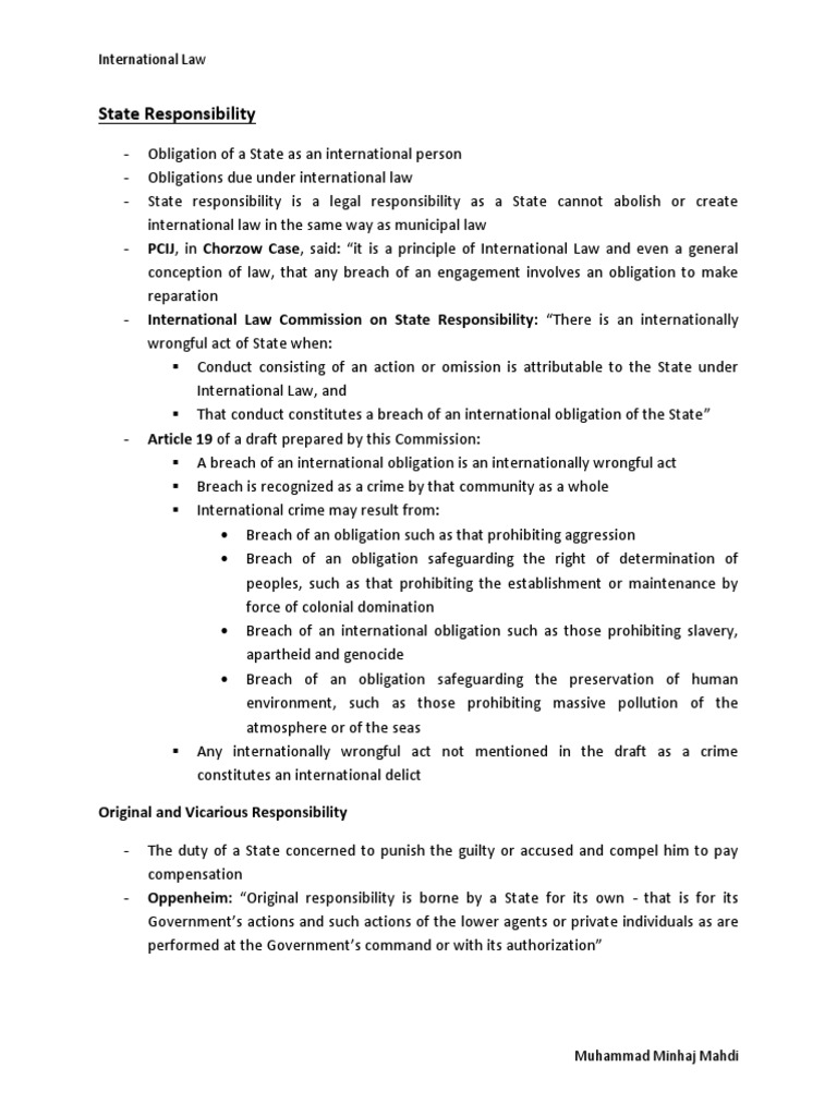 State Responsibility: International Law | PDF | International Law ...