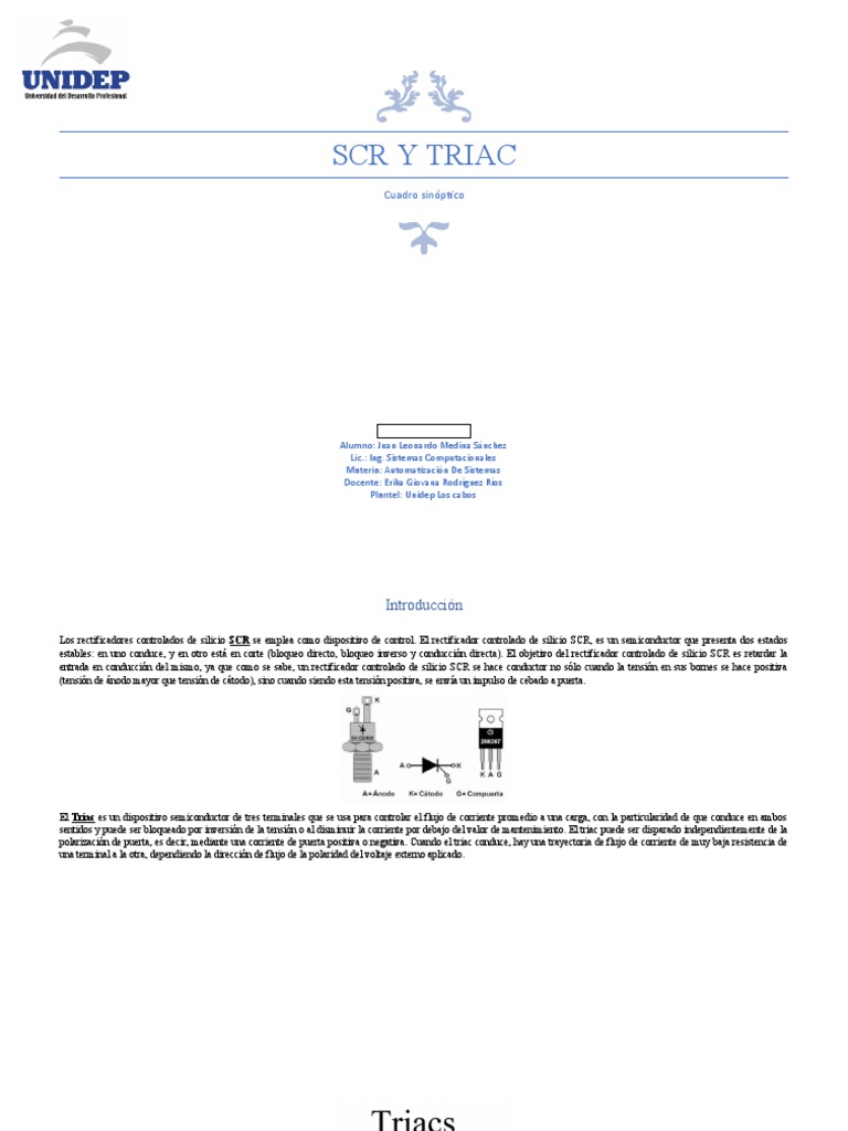 SCR y TRIAC | Descargar gratis PDF | Corriente eléctrica | Equipo
