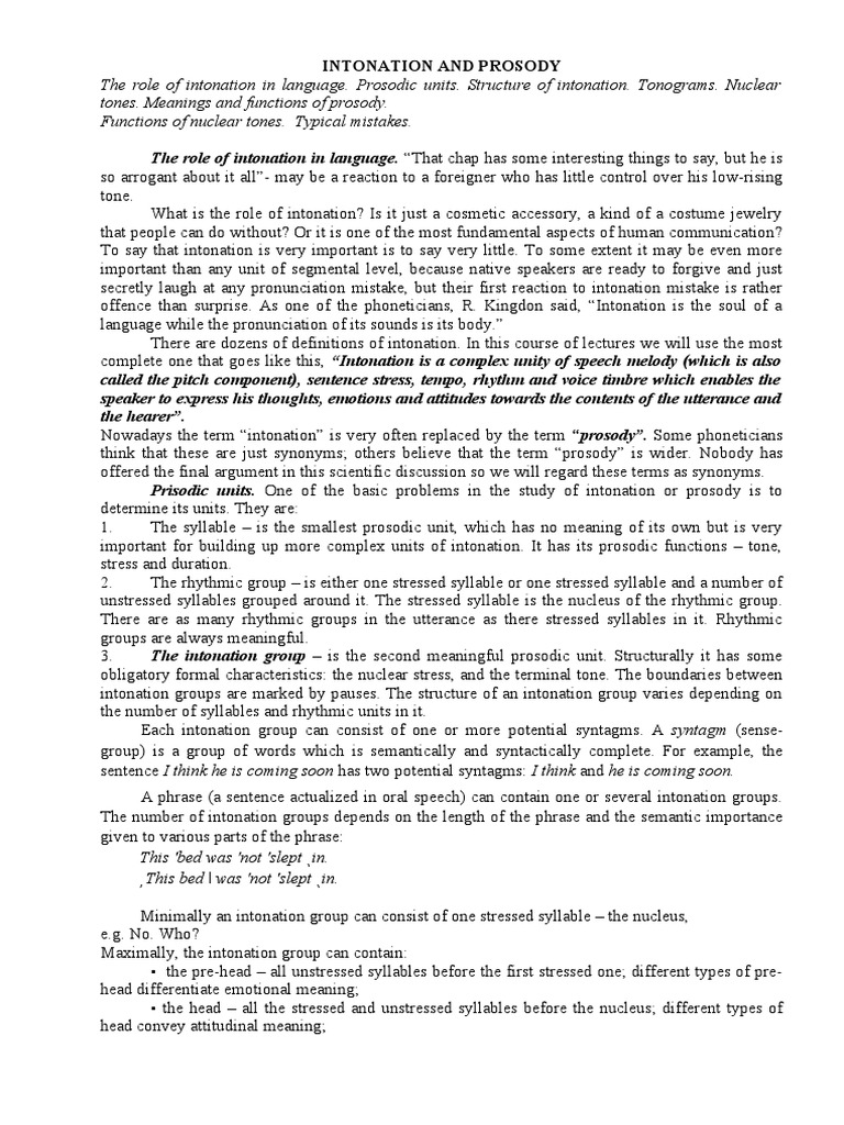 Theoretical Phonetics Lecture - Intonation | PDF | Stress (Linguistics ...