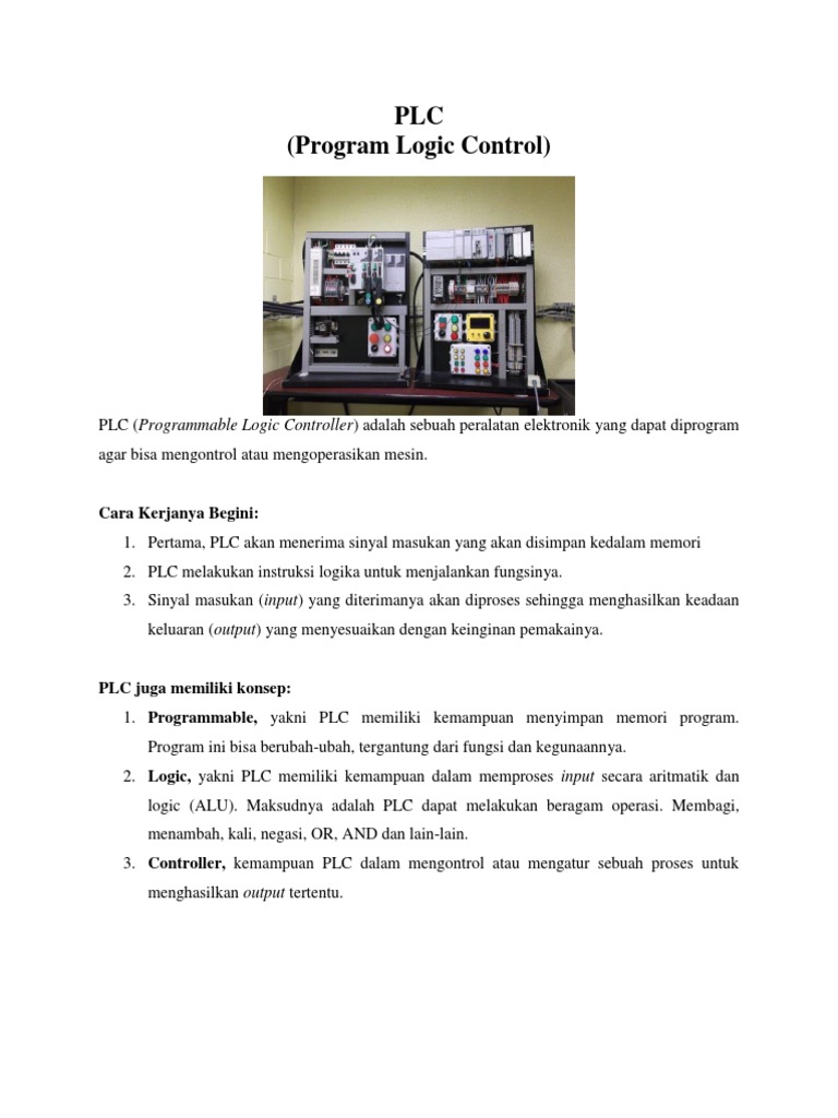 PLC (Program Logic Control) : Cara Kerjanya Begini | PDF