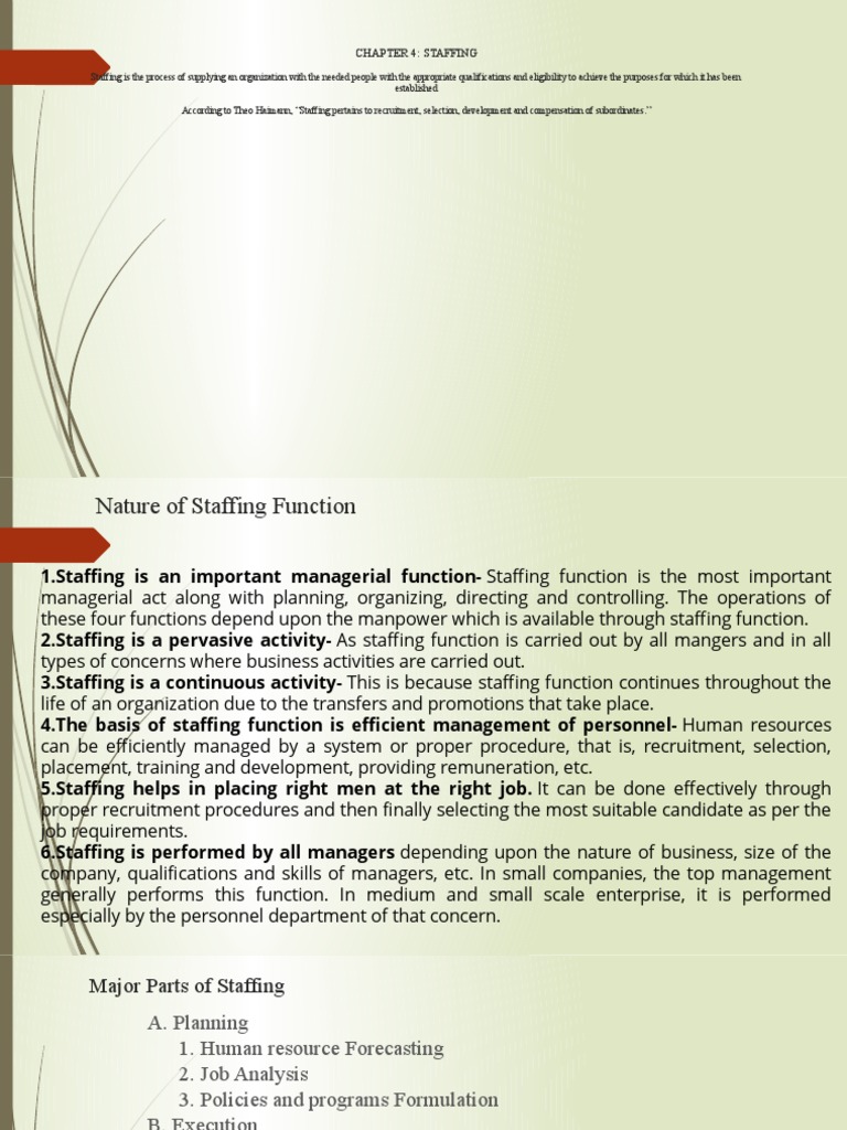 CHAPTER 4 Staffing | PDF