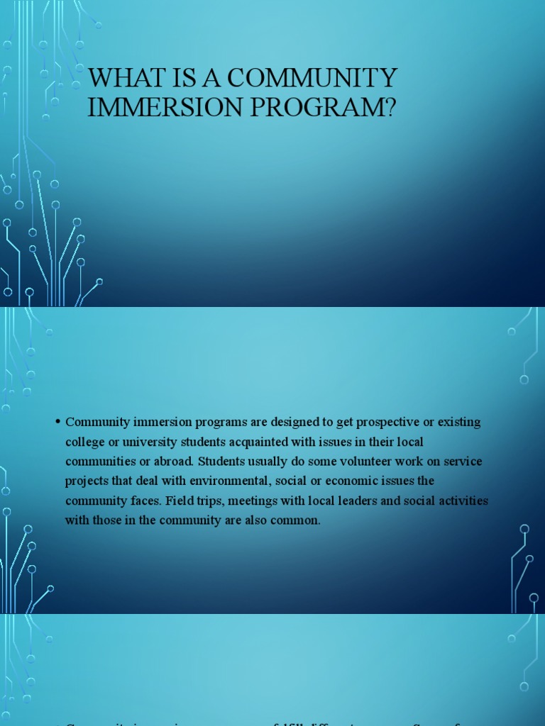 What Is A Community Immersion Program | PDF | Social Science