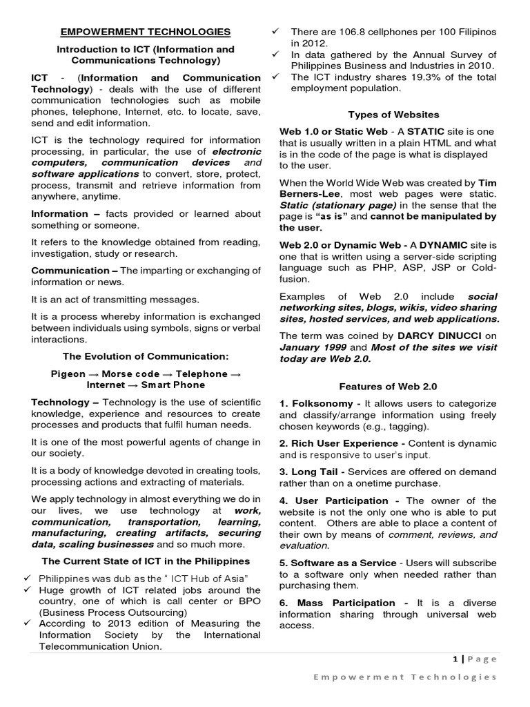Empowerment Technology - Midterm Handout | PDF | Semantic Web | World Wide Web