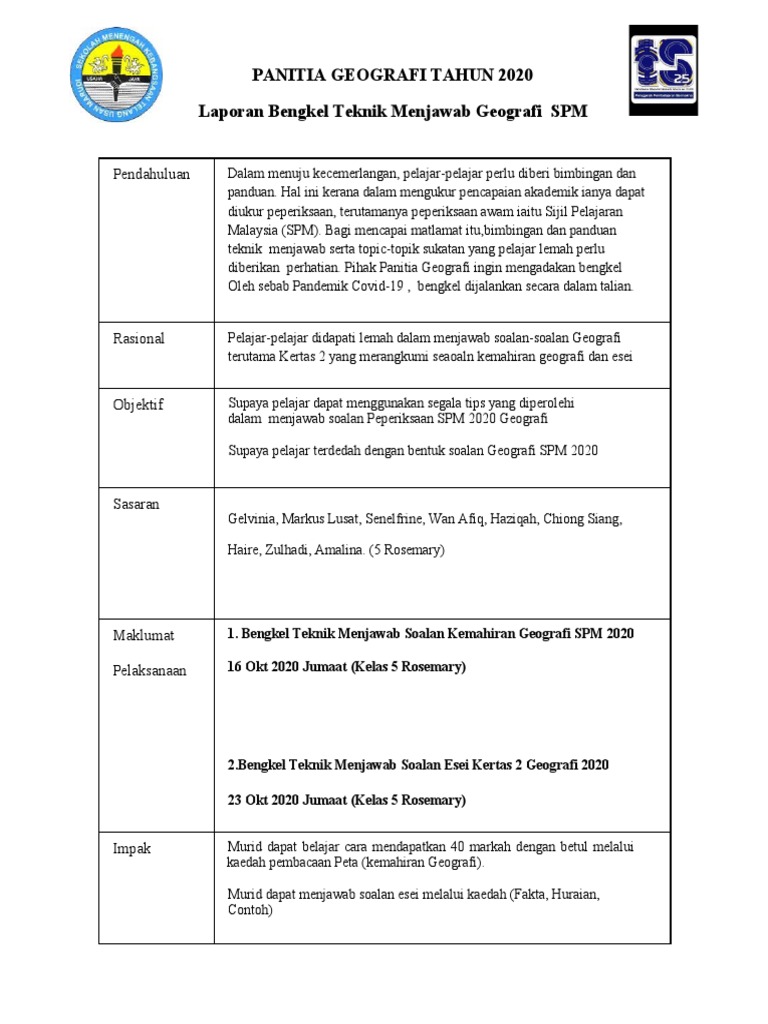 Laporan Program Peningkatan Akademik Geografi | PDF