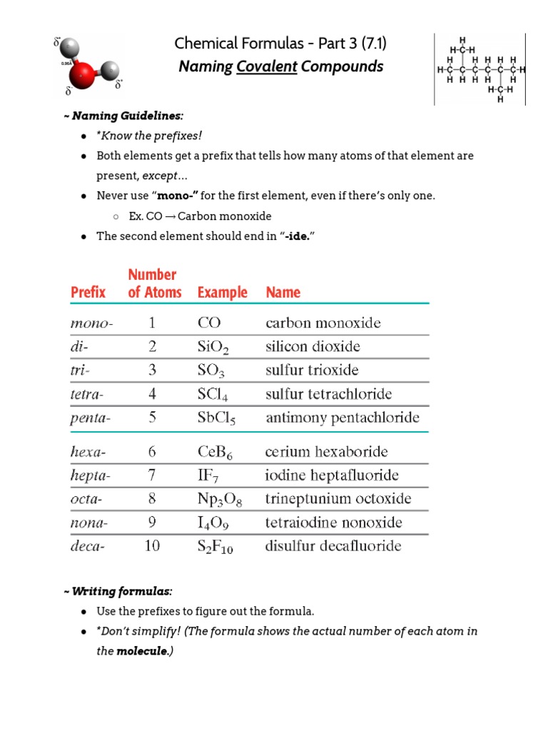 7f Naming Covalent Compounds | PDF