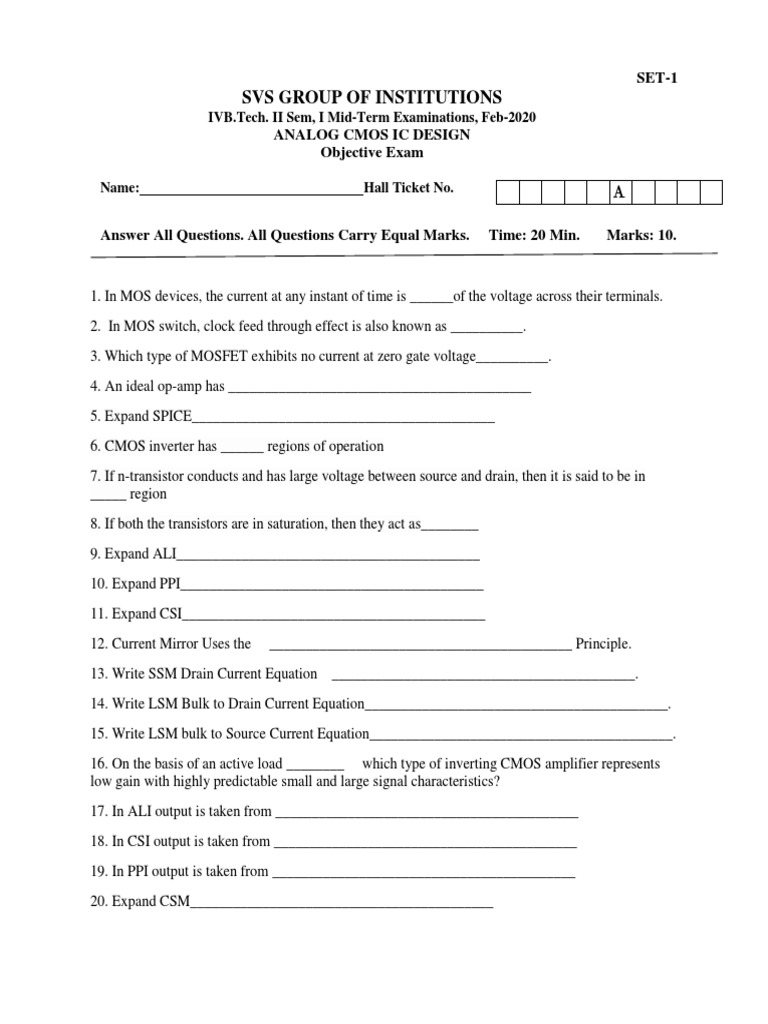 Cmos Paper Mid 1 | PDF | Mosfet | Cmos