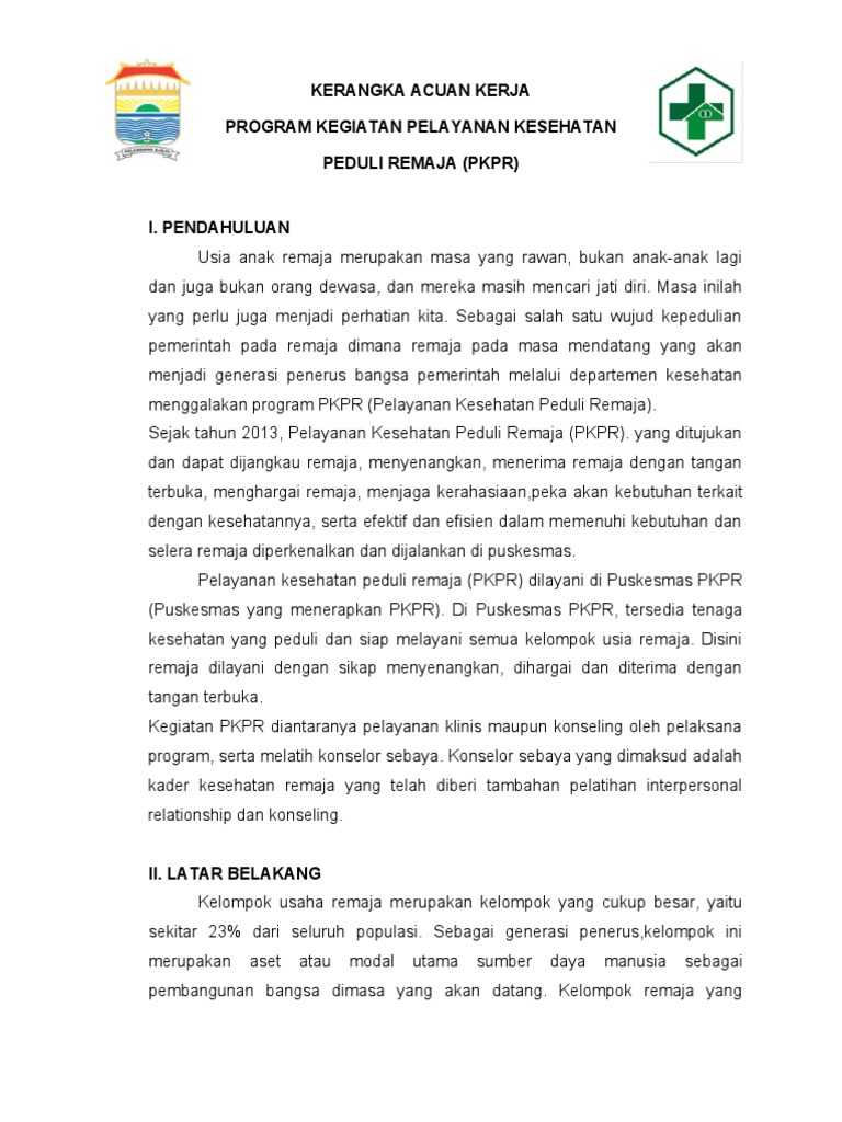 Program Pelayanan Kesehatan Remaja PKPR | PDF | Ilmu Sosial | Kesehatan ...