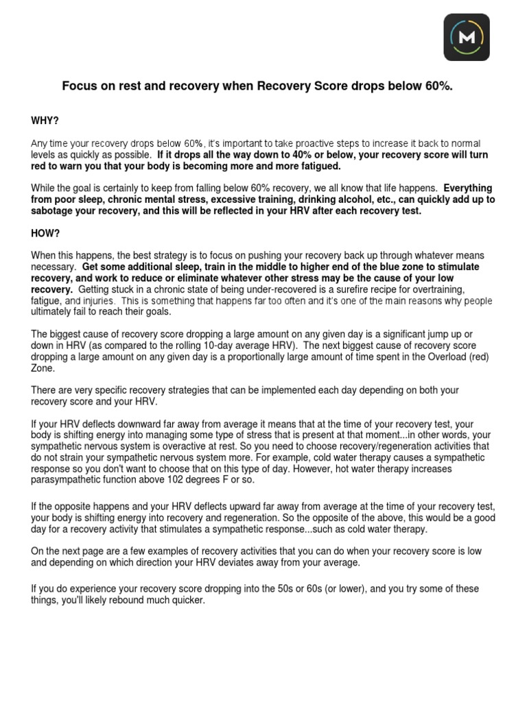 Morpheus Low Recovery Score Tactics | PDF | Relaxation (Psychology ...