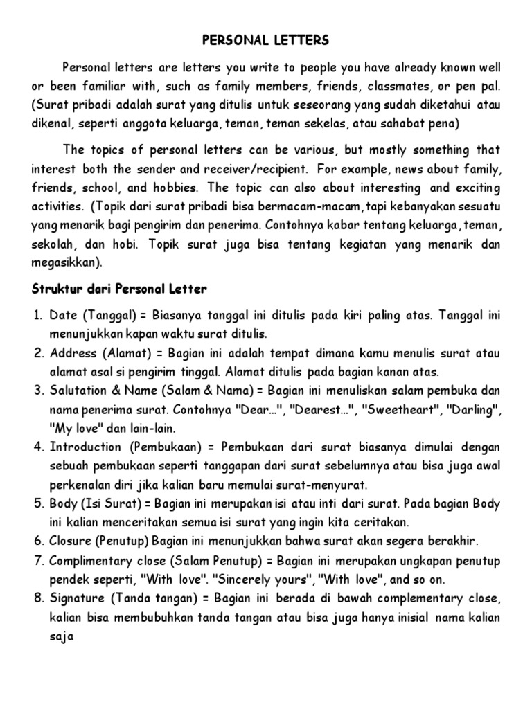Personal Letters | PDF