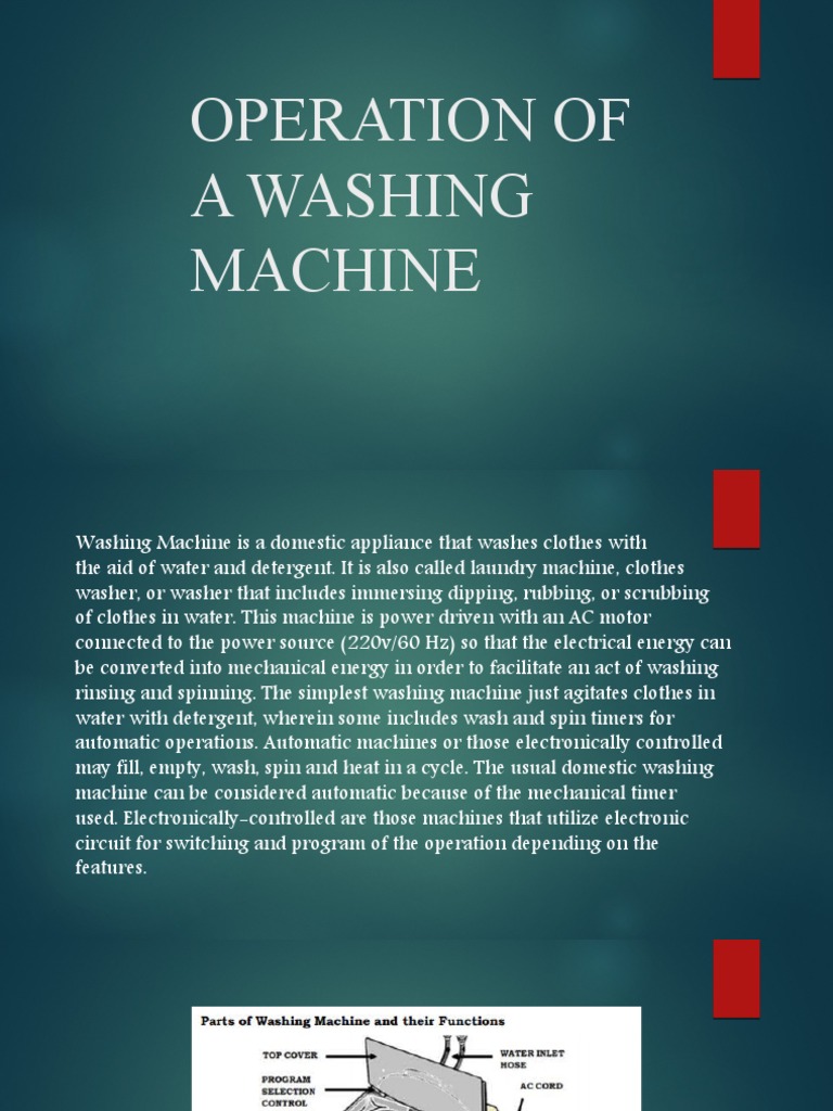 Operation of A Washing Machine | PDF | Washing Machine | Relay