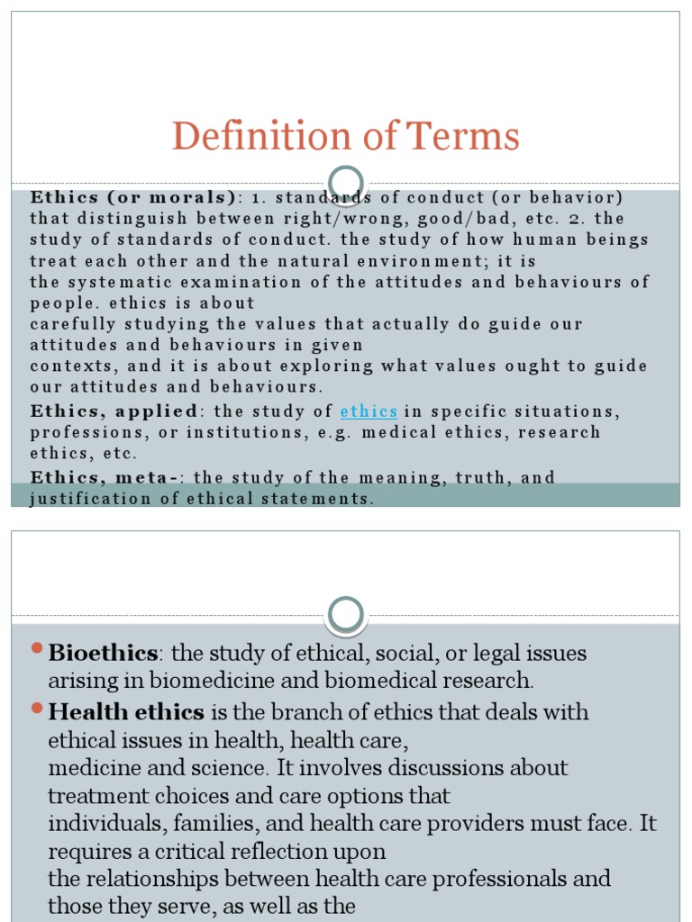 Definition of Terms Ethics | PDF
