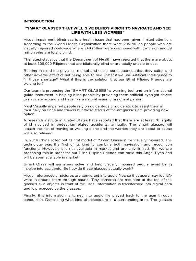 Smart Glasses Script 1 | Download Free PDF | Visual Impairment | Visual ...