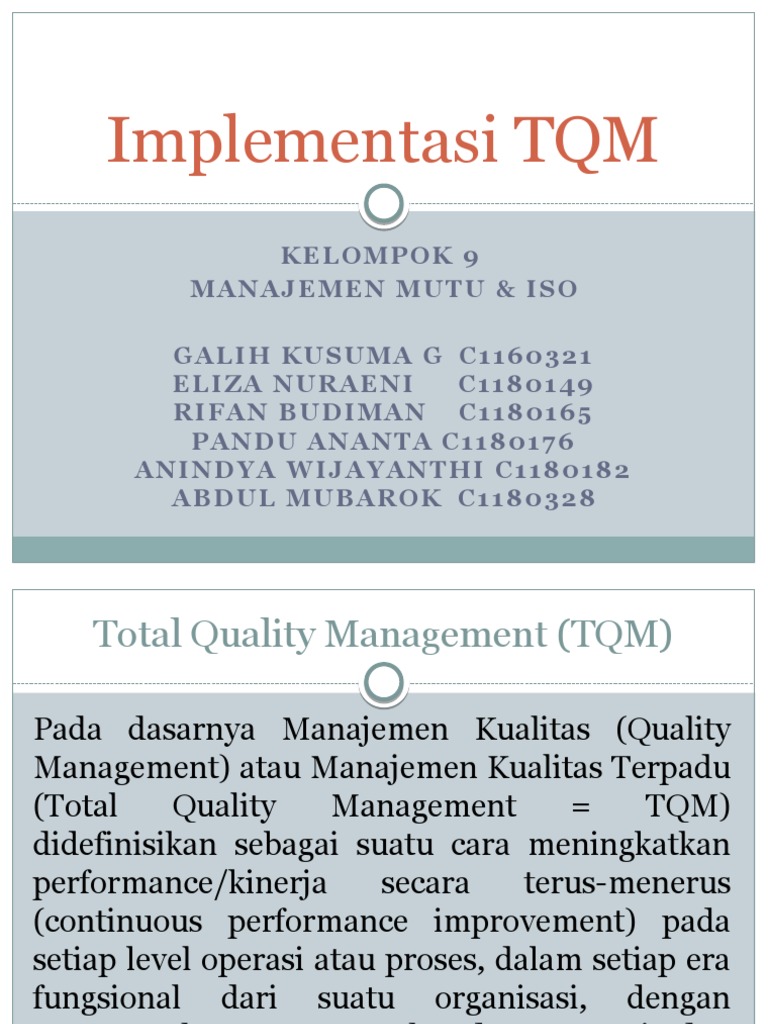 Implementasi TQM | PDF