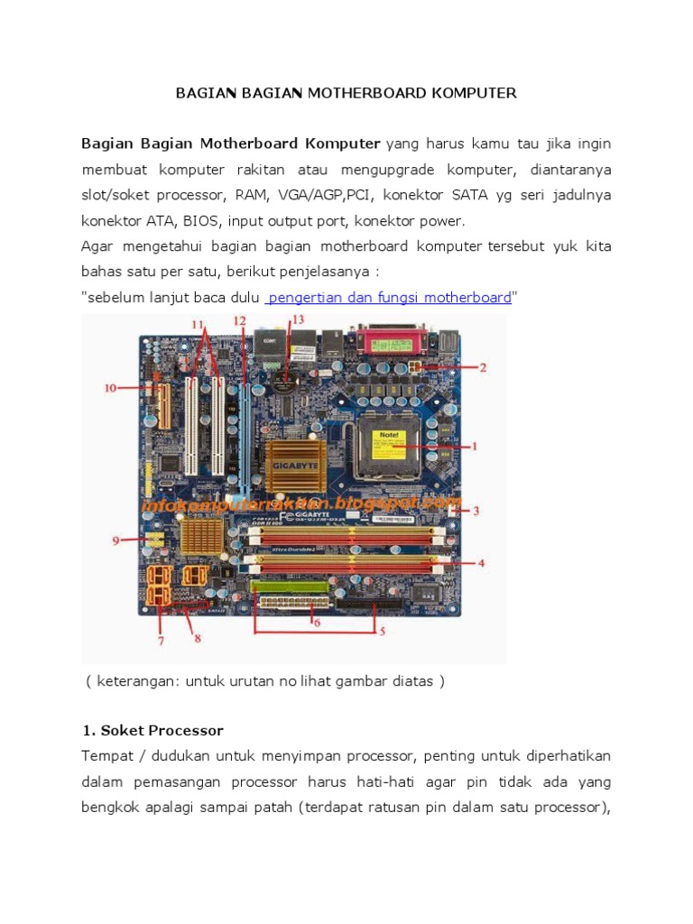 Motherboard Components Explained Pdf