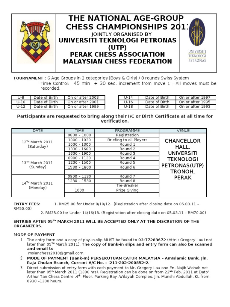 NAG2011 - MCF Entry Form | PDF | Malaysia | Chess