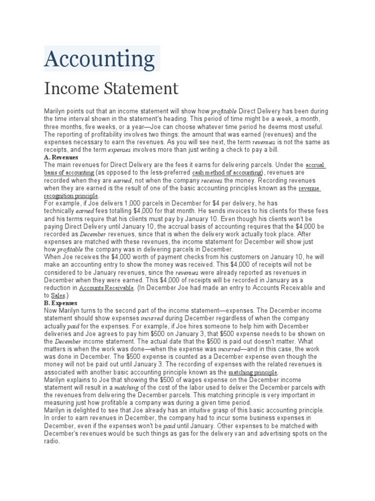 Accounting: Income Statement | PDF | Revenue | Accounting