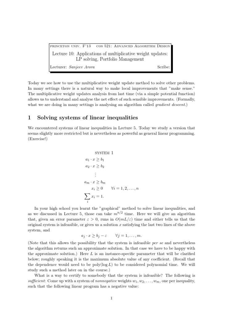 1 Solving Systems of Linear Inequalities | PDF | Logarithm | Linear ...