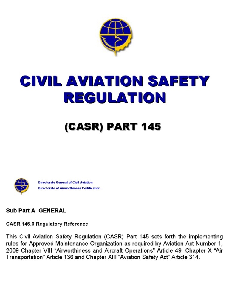 DAY 1 Indonesia CASR Part 145 | PDF | Dangerous Goods | Specification ...