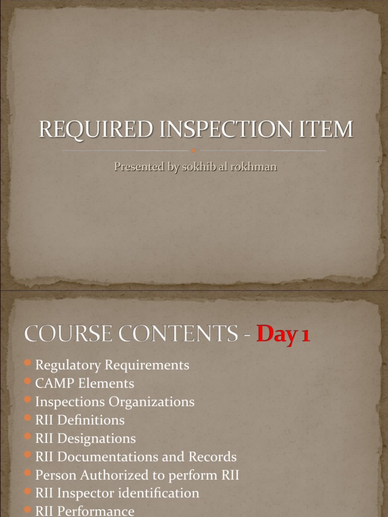 Day 1 Required Inspection Item | PDF | Flight Control Surfaces | Aviation