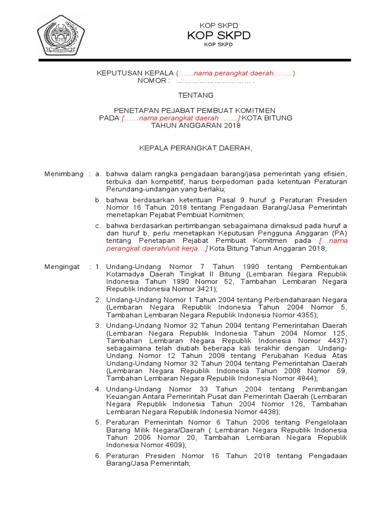 Contoh Format SK PPK 2019 | PDF