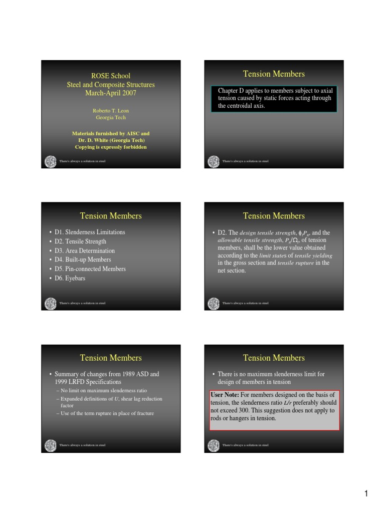 Design of Steel Tension Members: Limit States, Strength Calculations ...