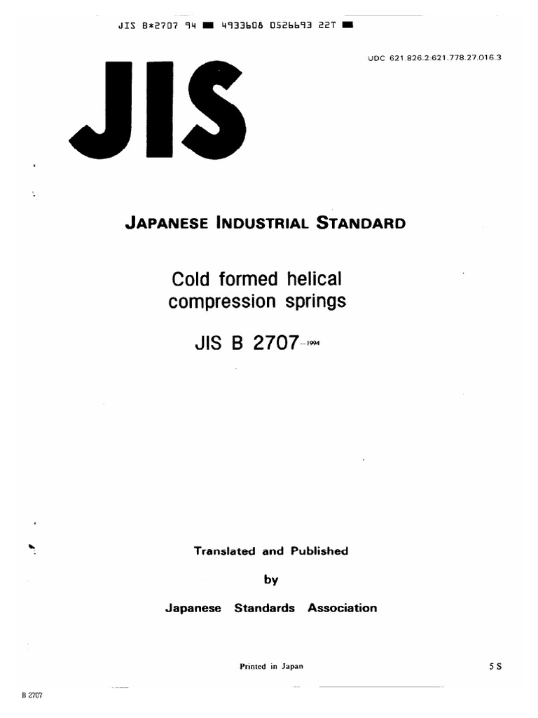 JIS-B2707-1994-Cold Formed Helical Compression Springs | PDF