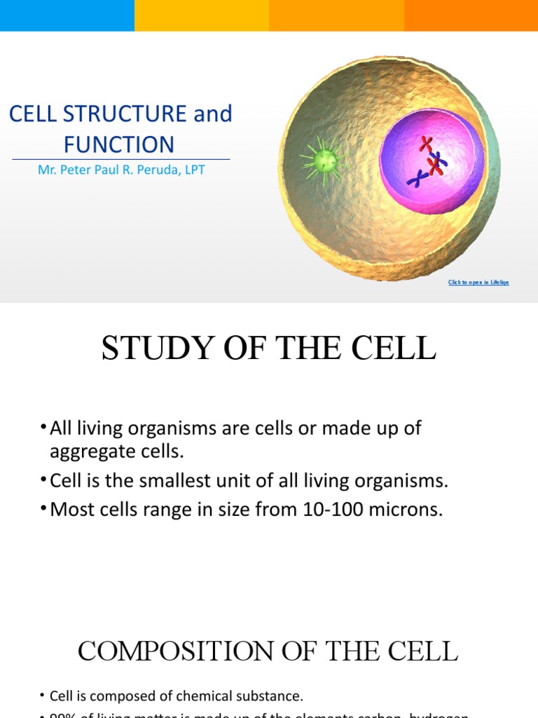 Cell Structure and Function: Mr. Peter Paul R. Peruda, LPT | PDF ...