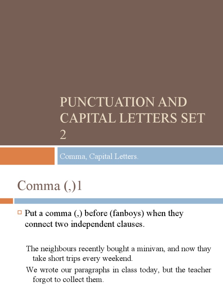 Punctuation And Capital Letters Set2 PDF Comma Punctuation