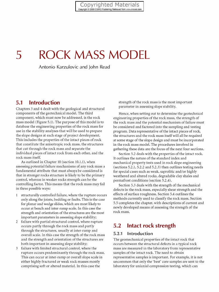 Rock Mass Model: Antonio Karzulovic and John Read | Download Free PDF ...