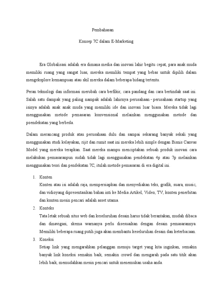 Konsep 7C Dalam Konsep E-Marketing | PDF