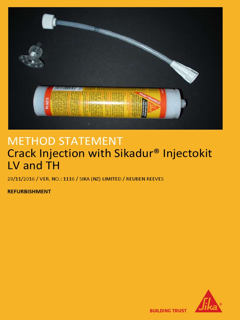 Sikadur Injectokit LV & TH - Method Statement - Crack Injection | PDF | Epoxy | Fracture